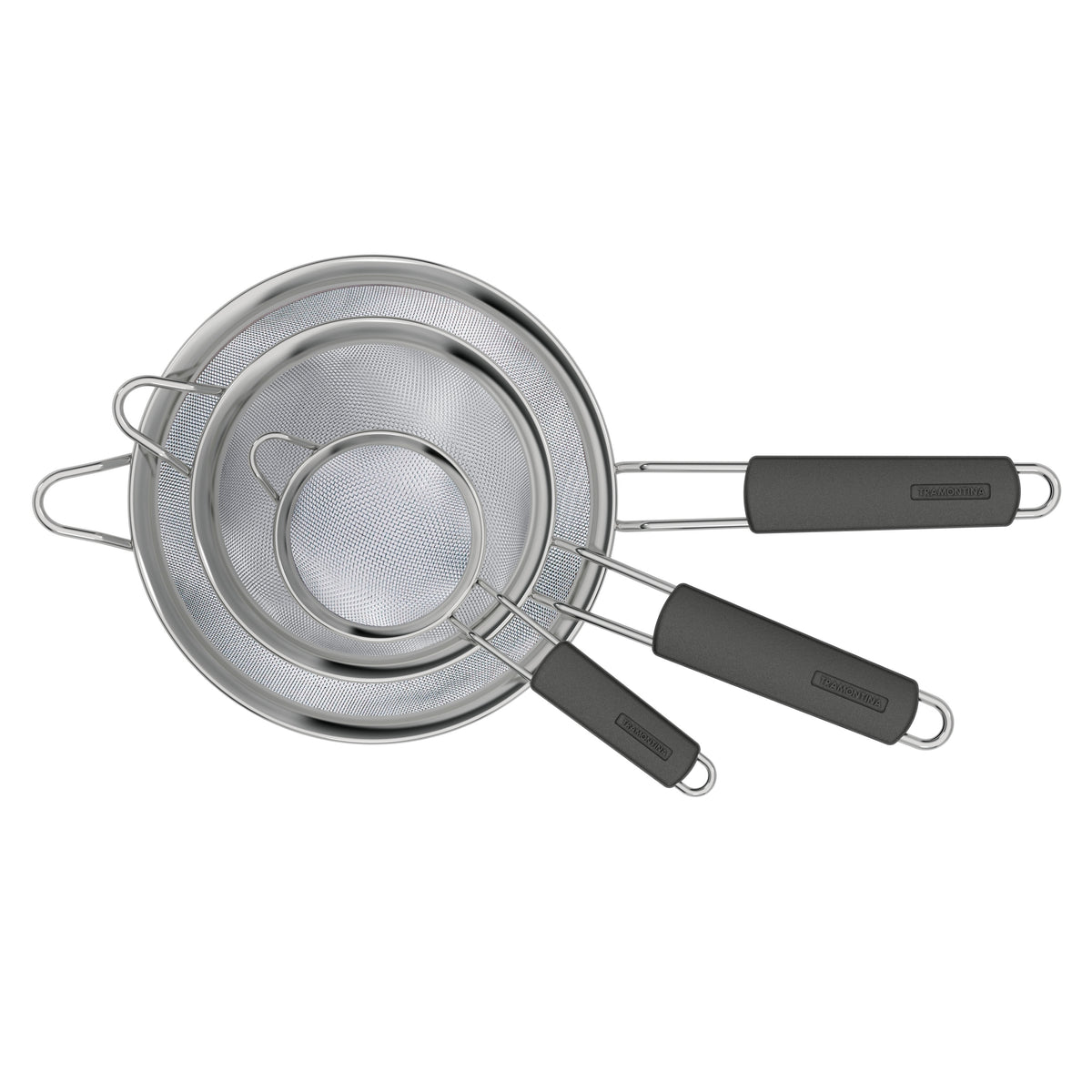 3 Pk Stainless Steel Mesh Strainers with Silicone Grip – Tramontina USA