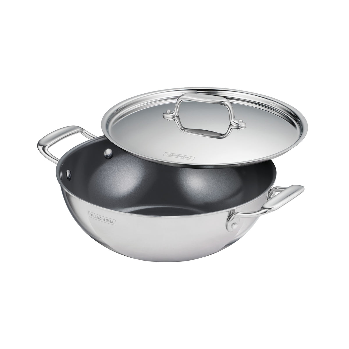 Utsava Tri-Ply Clad Covered Kadai with Ceramic Interior – Tramontina USA