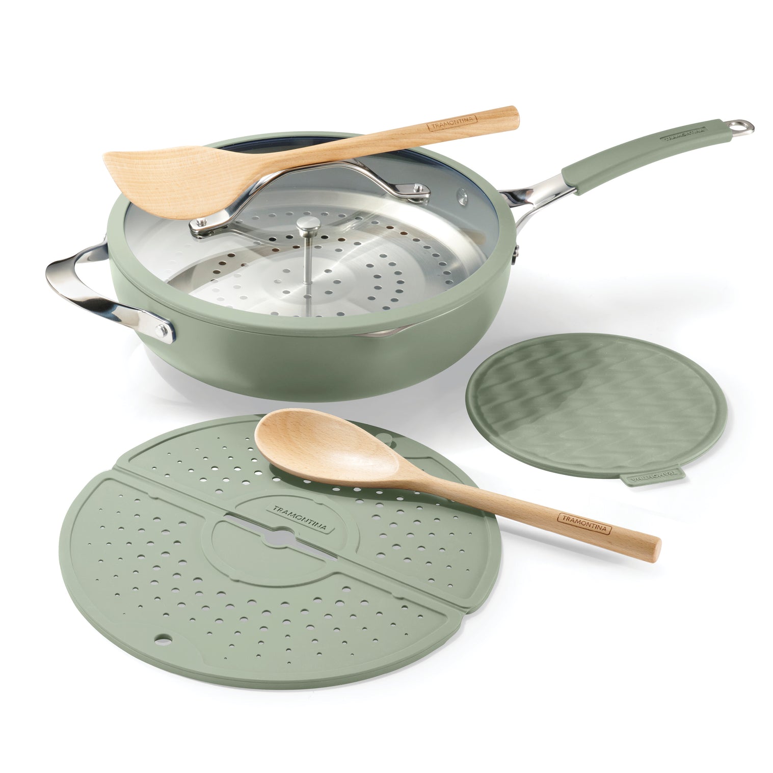 Vue All-in-One Plus Pan, Ceramic Nonstick, 7-Piece Set – Tramontina USA