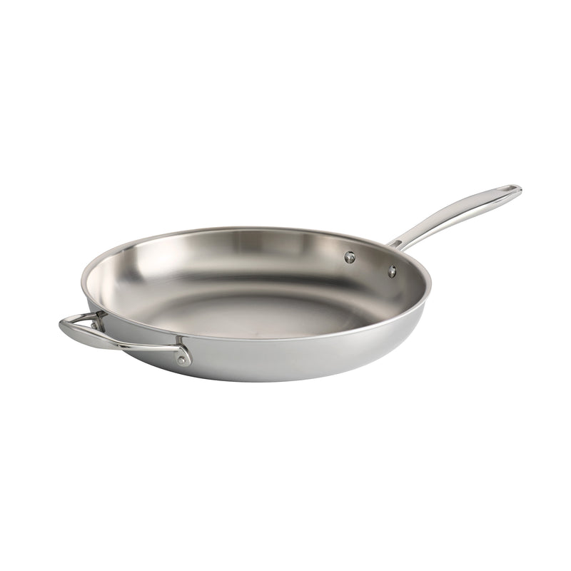 Signature 12 Inch Tri-Ply Clad Stainless Steel Fry Pan with Helper Han ...